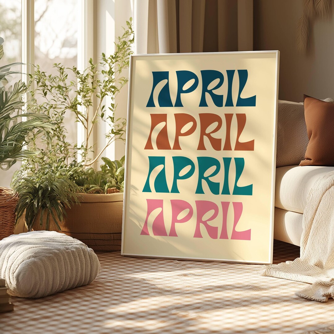 April Typography - Bright Modern Printable Wall Art, Seasonal Design ...