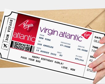 Editable Delta Airlines Ticket Template, Custom Ticket Printable DIY Surprise Airline Boarding ...