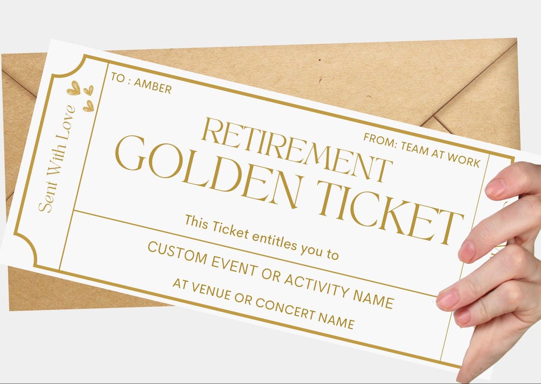 Retirement Gift Certificate, Retirement Coupon Golden Voucher, Co ...