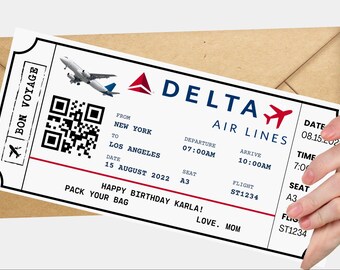 Editable Turkish Airlines Ticket Template, Custom Ticket Printable DIY ...