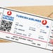 Editable Turkish Airlines Ticket Template, Custom Ticket Printable DIY ...