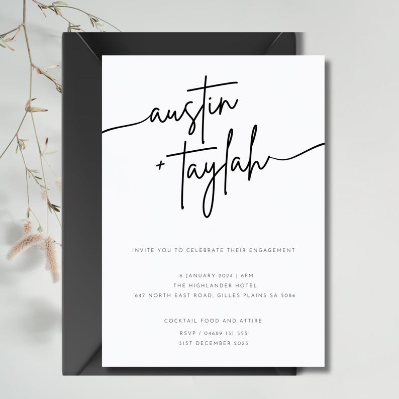 Engagement Invitation Template | Modern Invitation, Editable Invitation ...