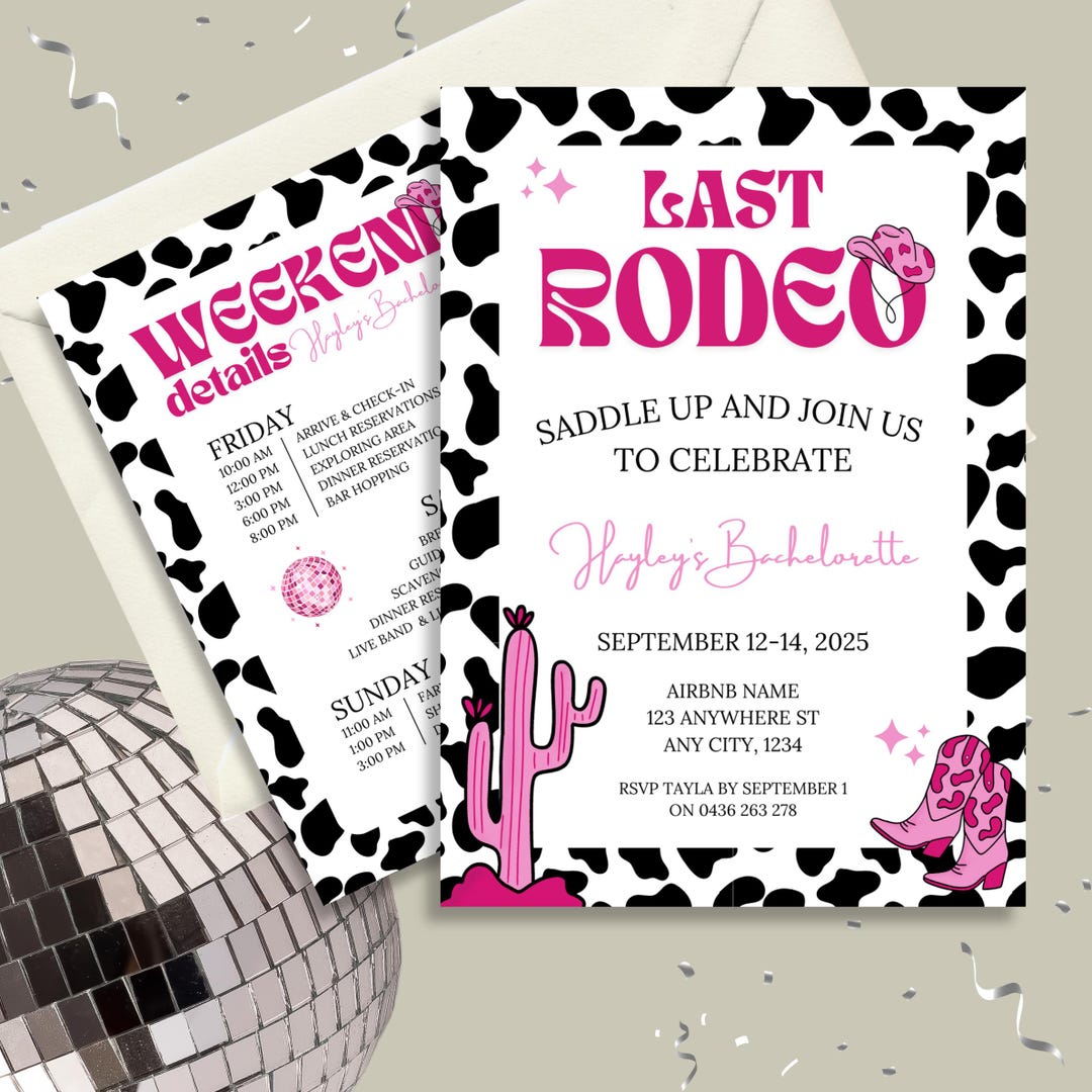 Last Rodeo Bachelorette Party Invitation Bundle | Hen Party Invite ...