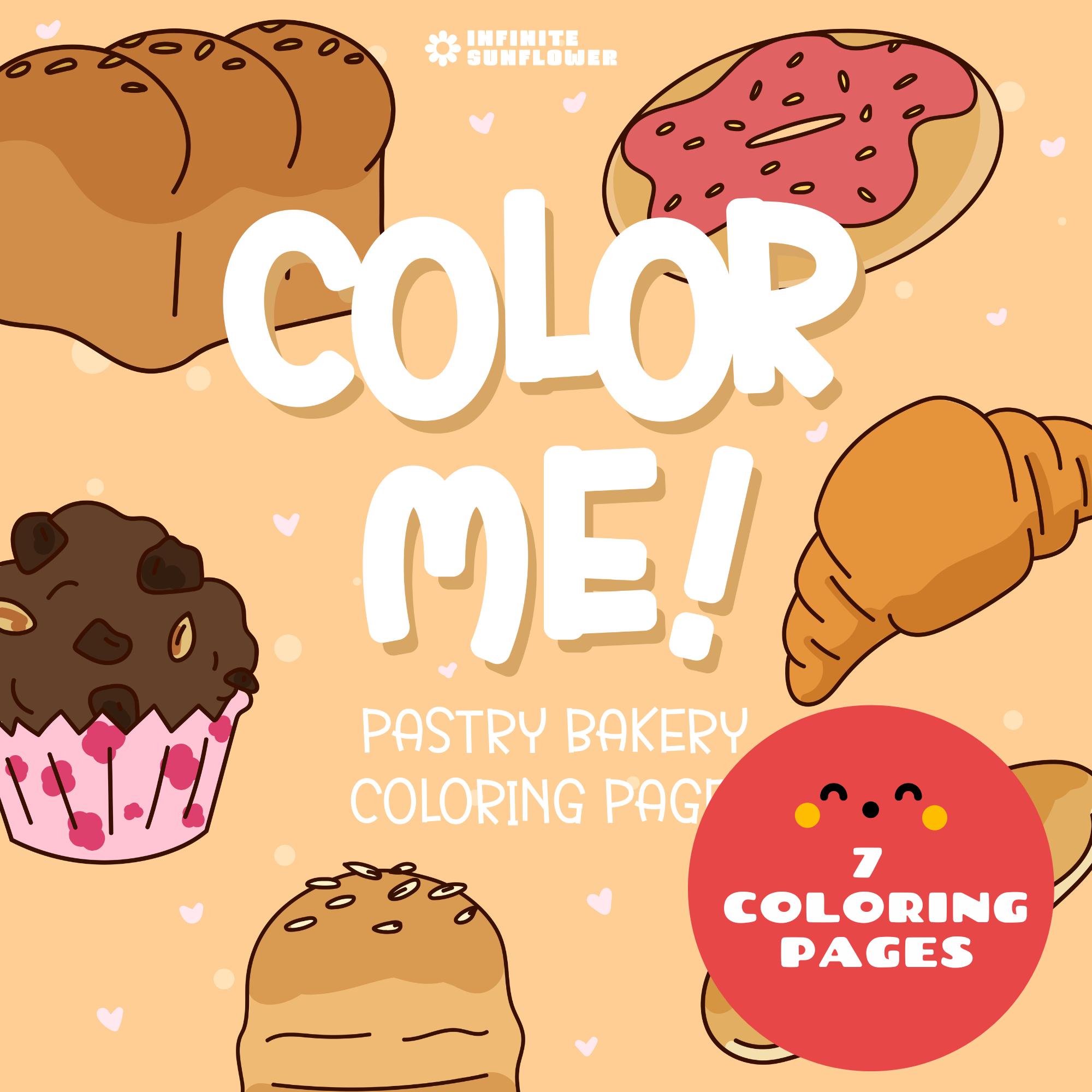 Pastry Bakery Coloring Pages, Cute Bakeshop Bread Coloring, Digital ...