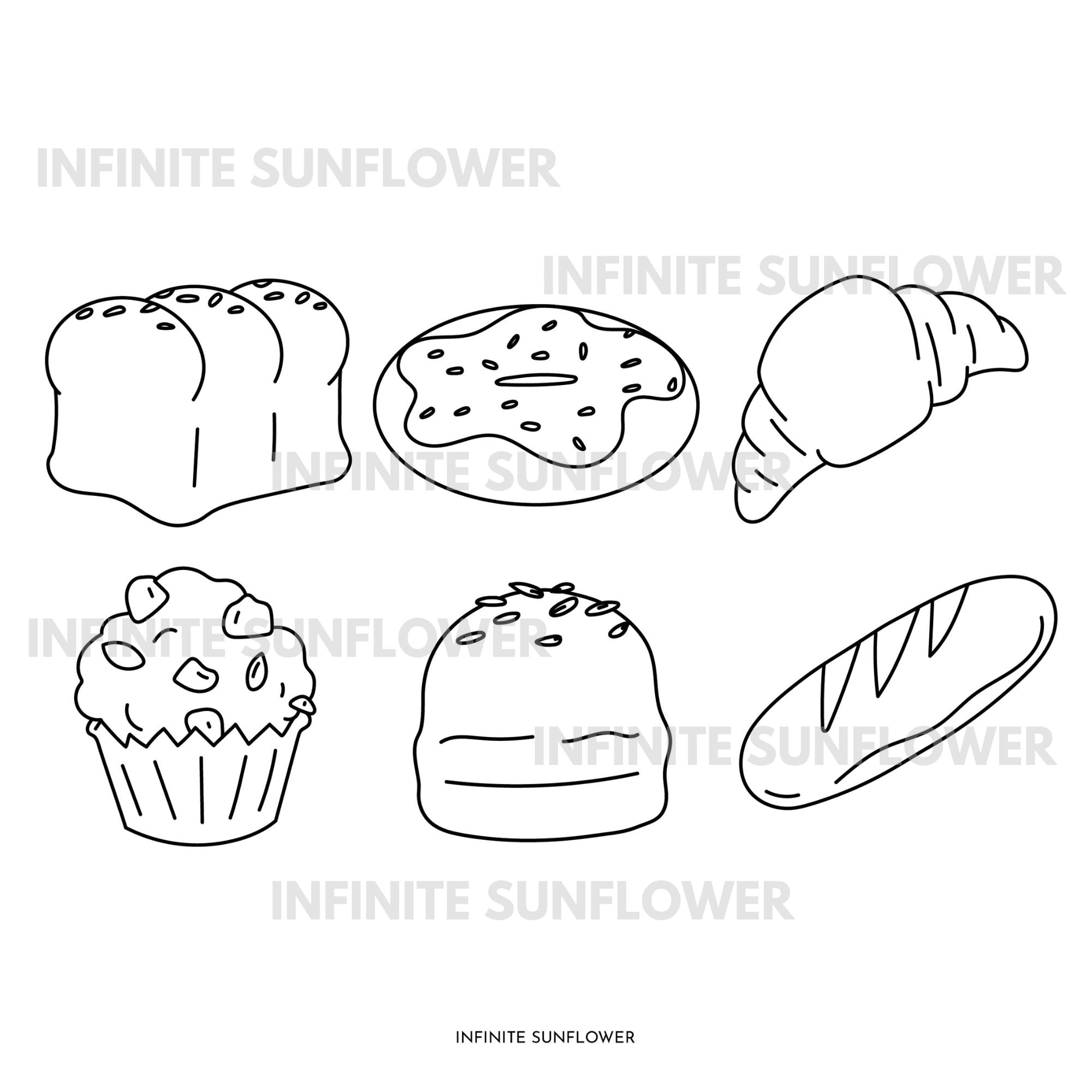 Pastry Bakery Coloring Pages, Cute Bakeshop Bread Coloring, Digital ...