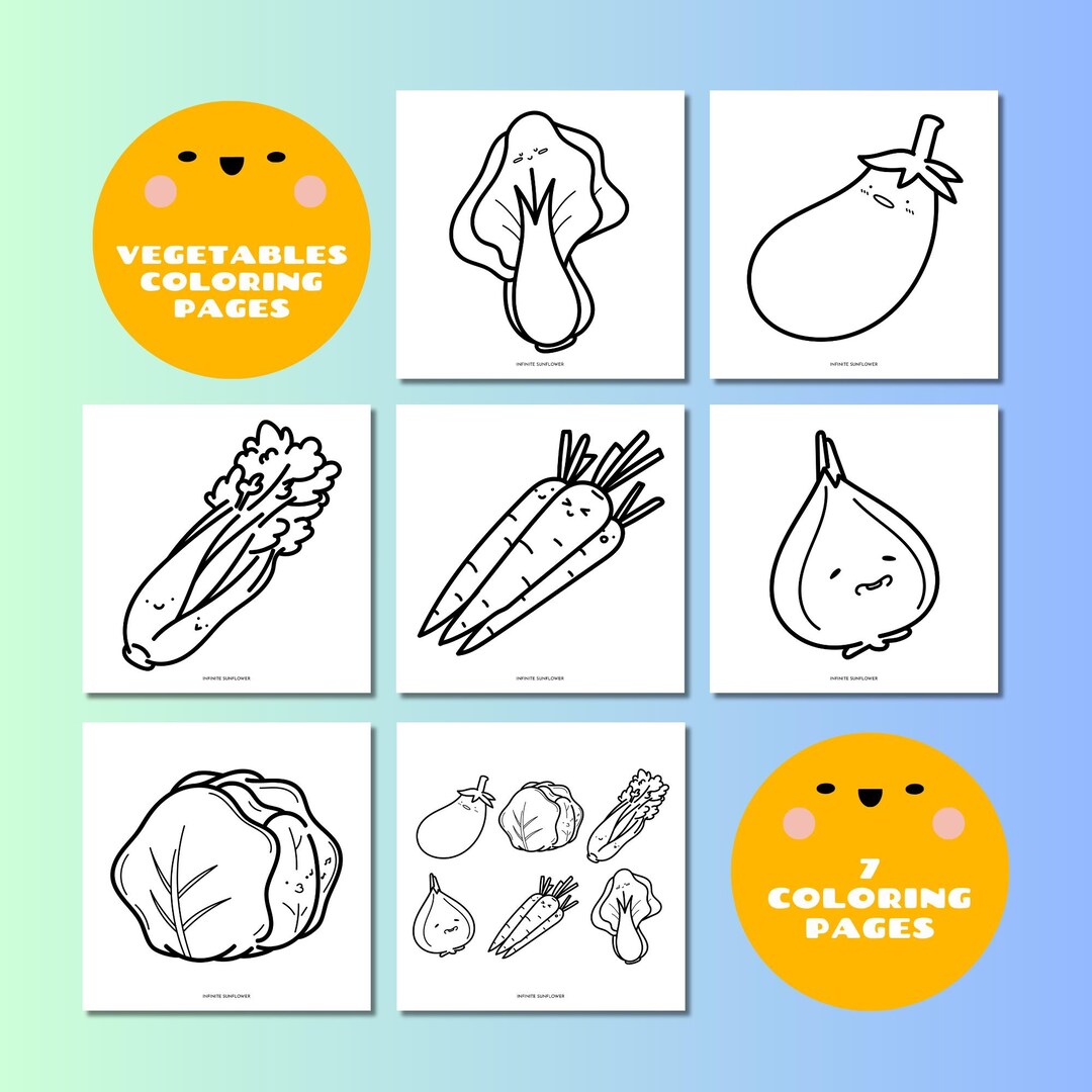 Cute Vegetables Coloring Pages, Kawaii Coloring Sheets, Kids Printable ...