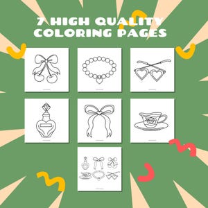 Coquette COLORING PAGES, Cute Kawaii Coloring Book, Easy and Bold Line ...