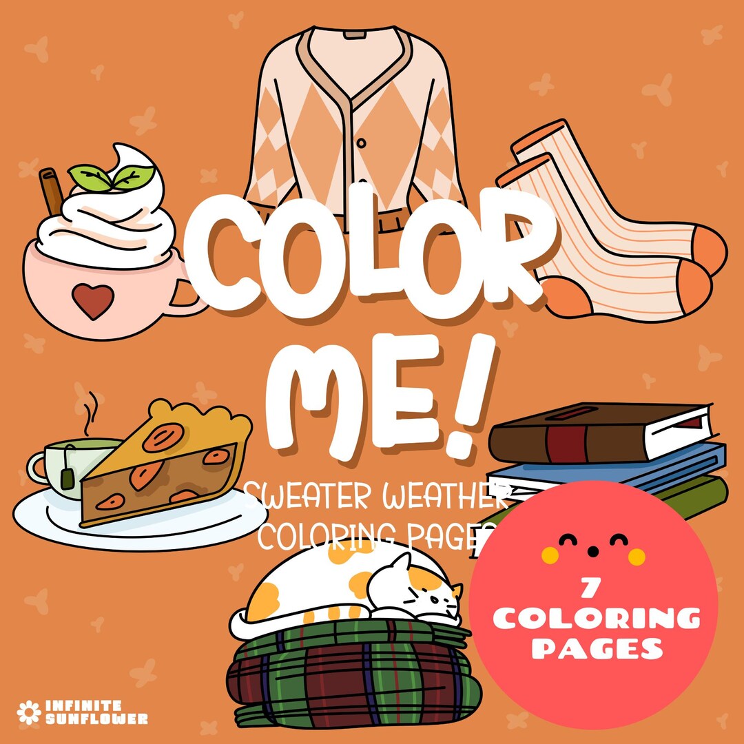 Sweater Weather Coloring Pages, Autumn Coloring for Adults and Kids ...