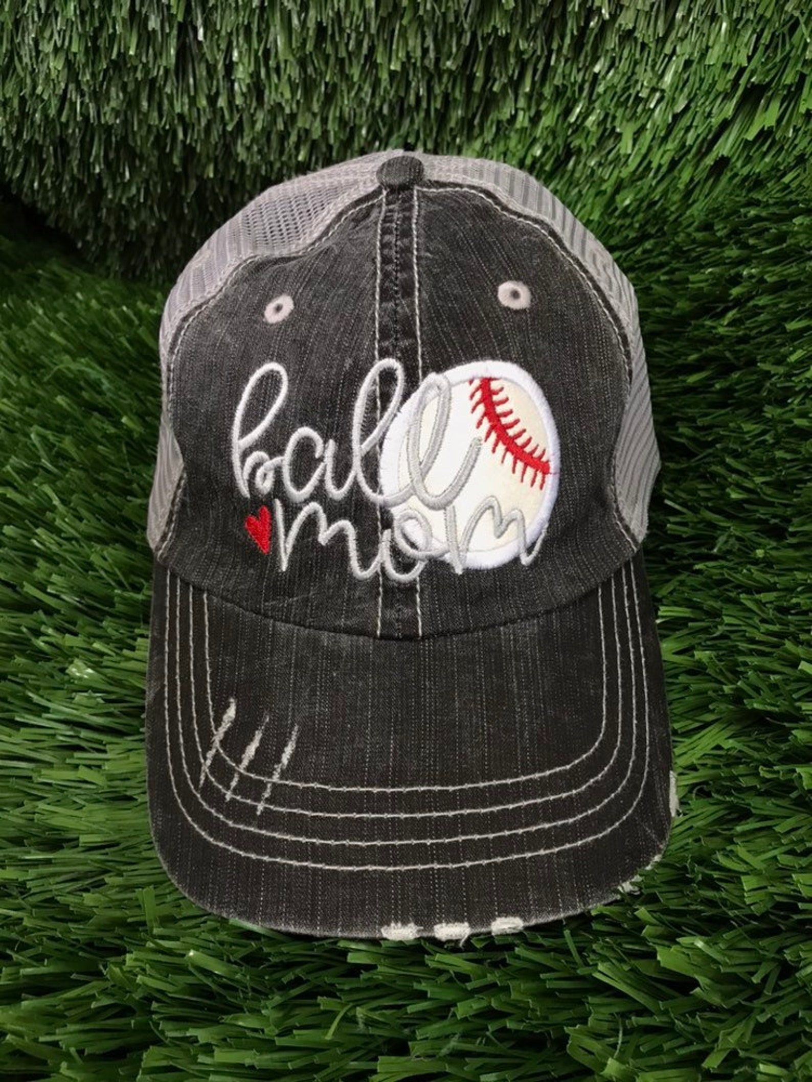 Ball Mom Distressed Trucker Hat | Etsy