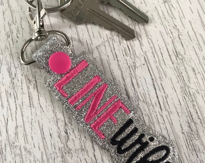 Line Wife Silver Glitter Key Fob - Etsy