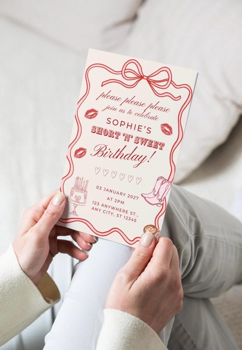 Sabrina Carpenter Birthday Invitation | Short 'N' Sweet Party (digital ...