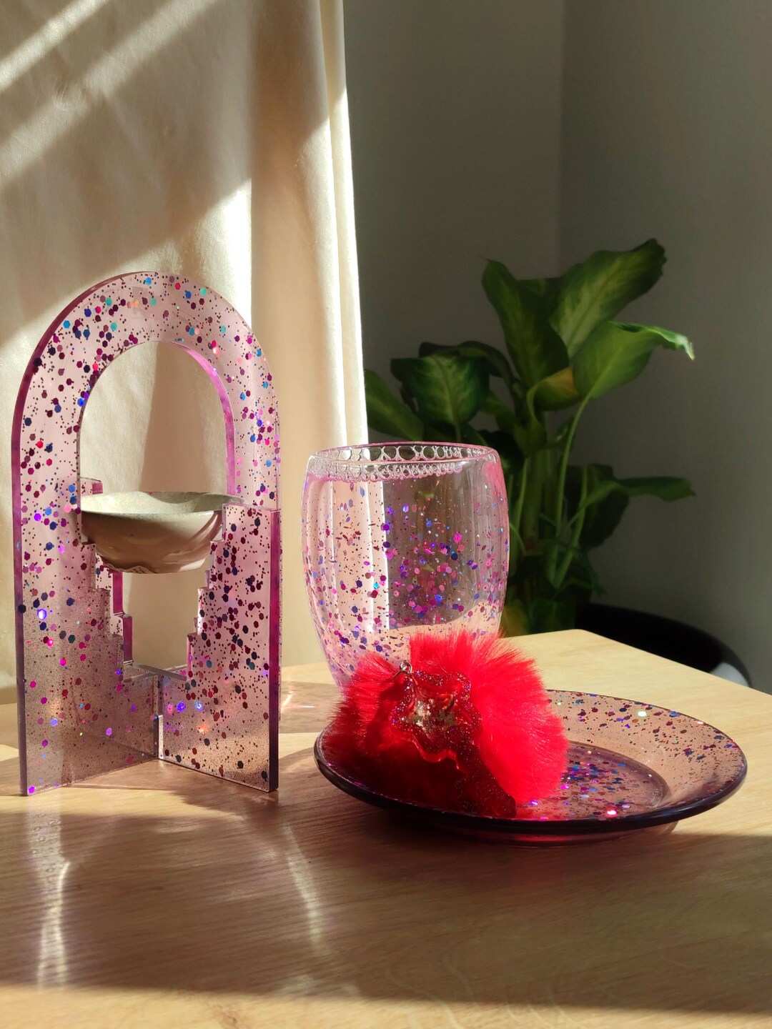 Censer Gift Set With Tumbler Glass ,keychain and Round Plate - Etsy