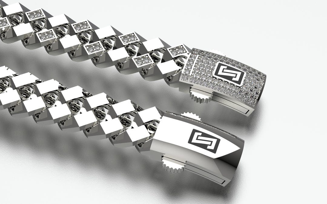 Sterling Silver Monaco Link Chain Bracelet: CZ Box Lock, Unisex Cuban ...