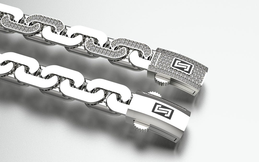 Cuban Chain Real 925 Sterling Silver Polished Monaco Link Chain CZ Box ...