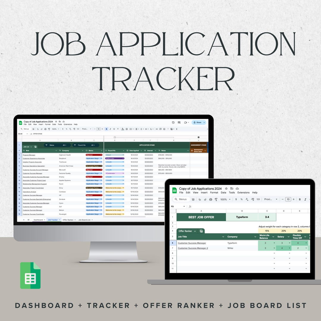 Job Application Tracker | Google Sheets Job Tracker | Job Search ...