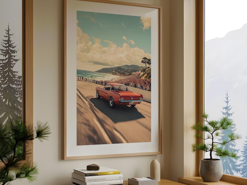 Vintage Mustang Poster, Ford Mustang Print, Classic Car Wall Art ...