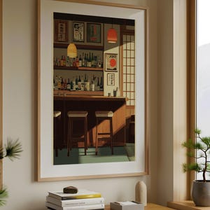 Japanese Cocktail Bar Wall Art Print, Minimalist Modern Vector Drink ...