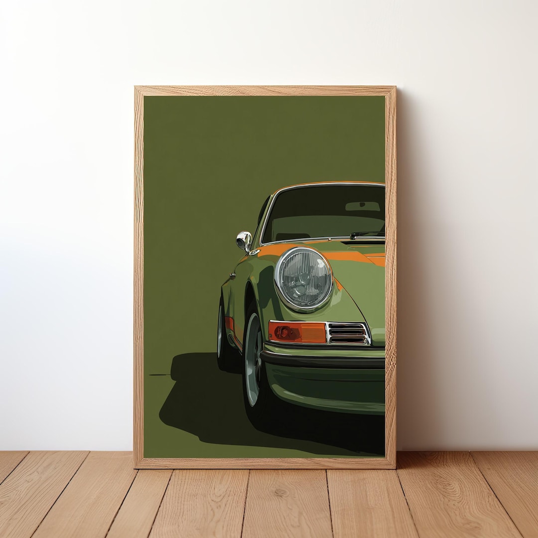Vintage Green Porsche 911 Poster, Porsche Print, Classic Car Wall Art ...