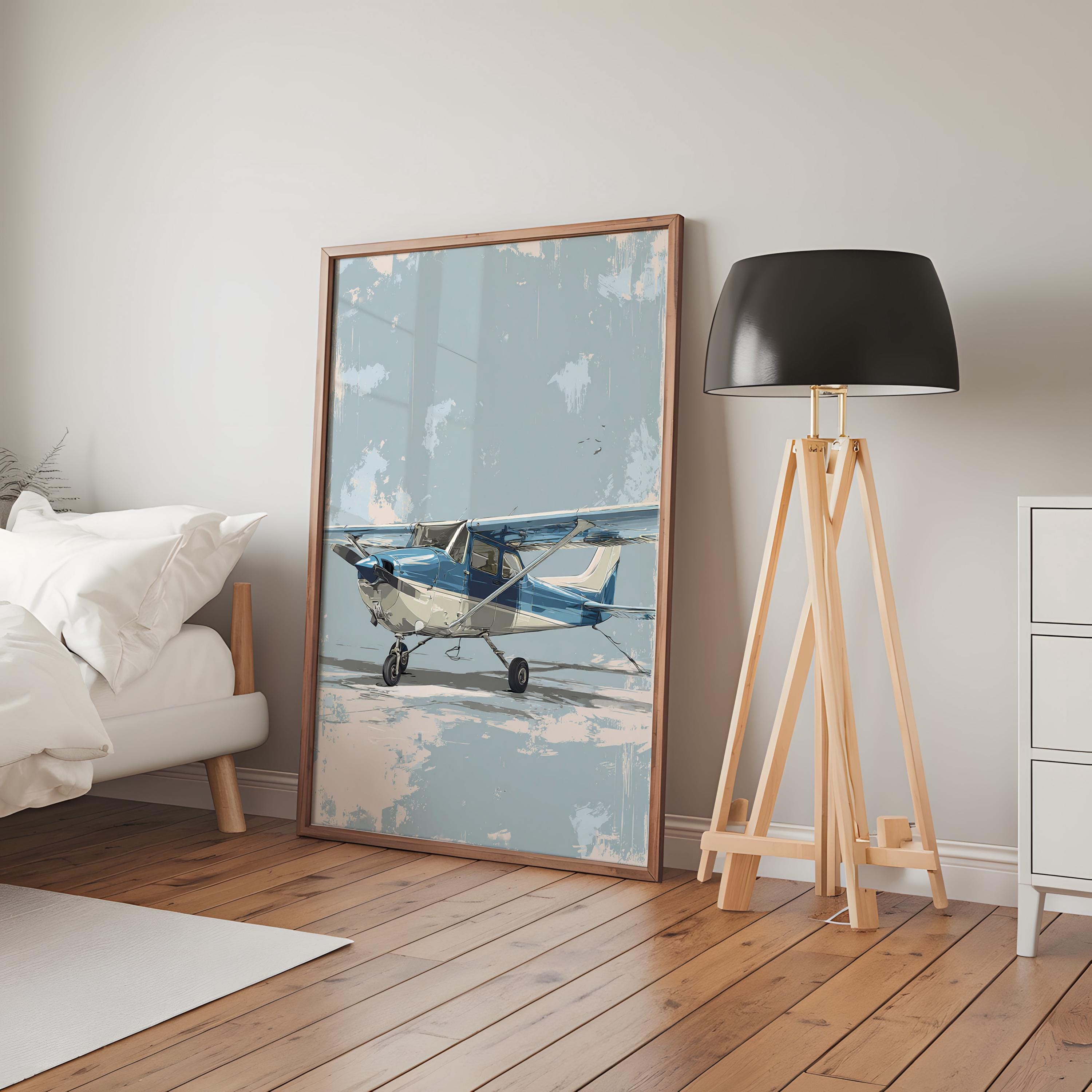 Minimalist Cessna Plane Poster, Modern Aviation Wall Art, Small ...