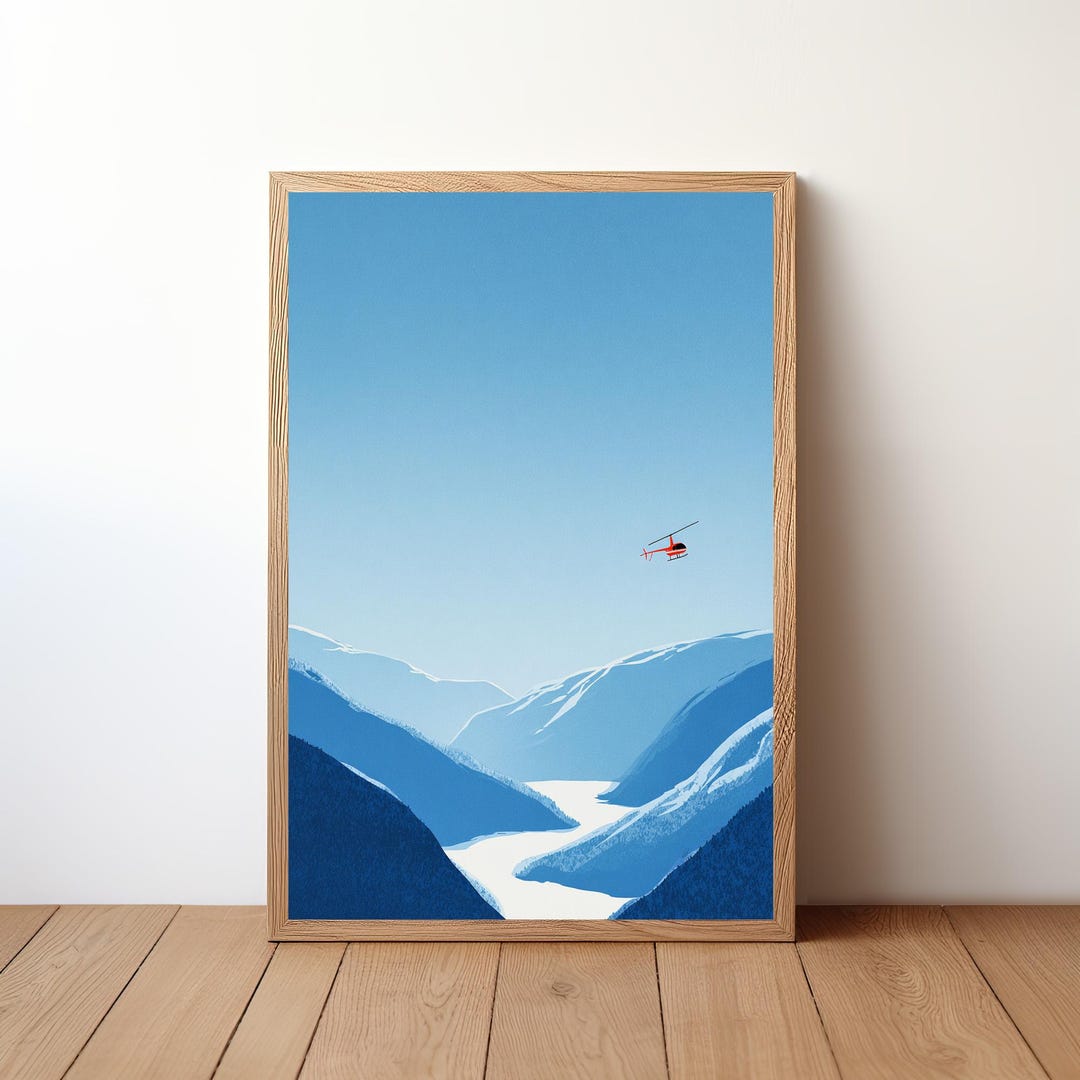 Helicopter Aviation Poster: Minimalist Recreational Helicopter Wall Art ...