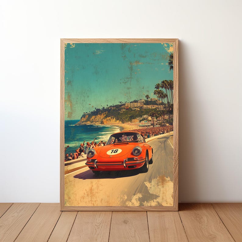 Vintage Porsche Poster, Porsche 911 Print, Classic Car Wall Art, Sports ...