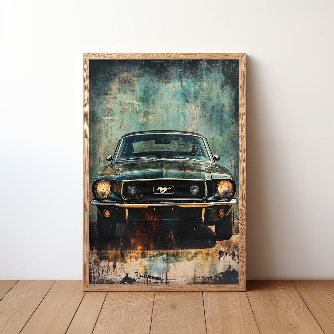 Vintage Ford Mustang Poster, Mustang Print, Classic Car Wall Art ...
