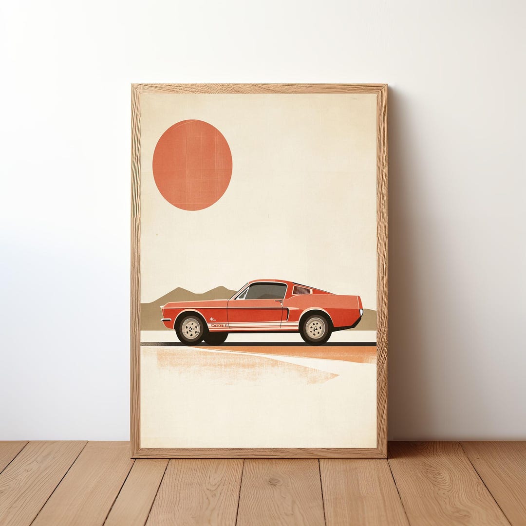Vintage Ford Mustang Poster, Mustang Print, Classic Car Wall Art ...