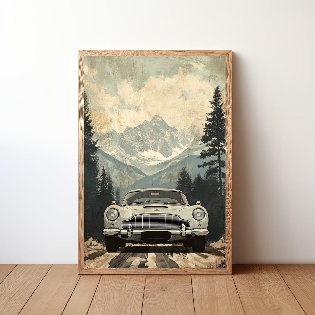 Vintage Aston Martin DB5 Poster, Aston Martin Print, Classic Car Wall ...