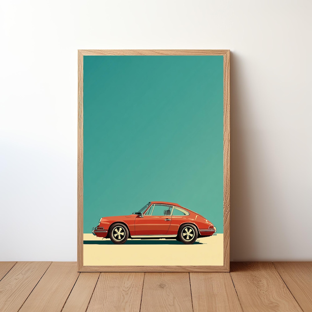 Vintage Red Porsche 911 Poster, Porsche Print, Classic Car Wall Art ...