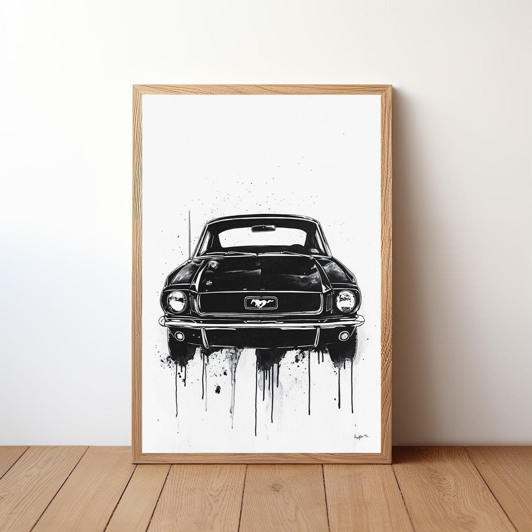 Vintage Ford Mustang Poster, Mustang Print, Classic Car Wall Art ...