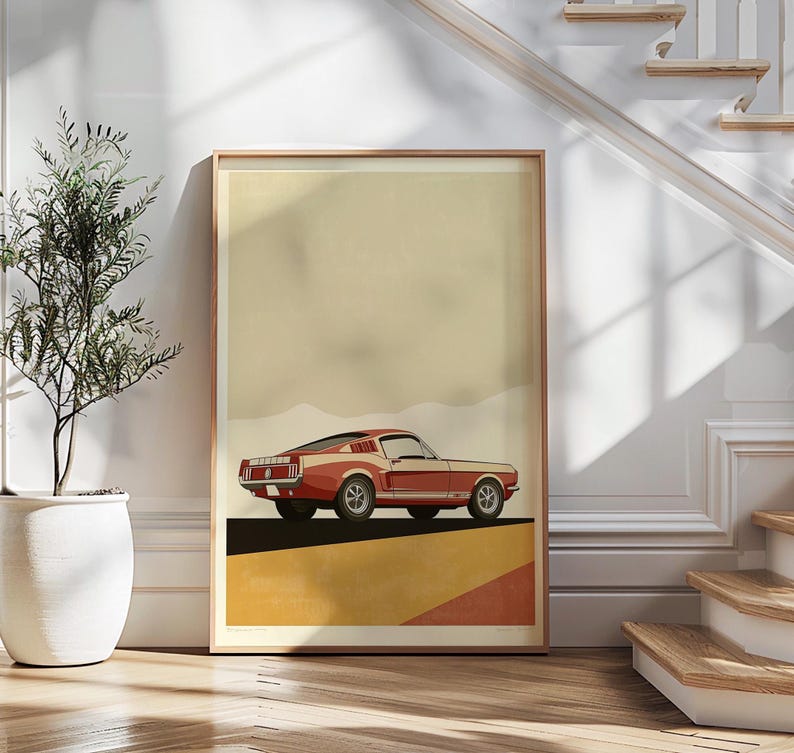 Vintage Ford Mustang Poster, Mustang Print, Classic Car Wall Art ...