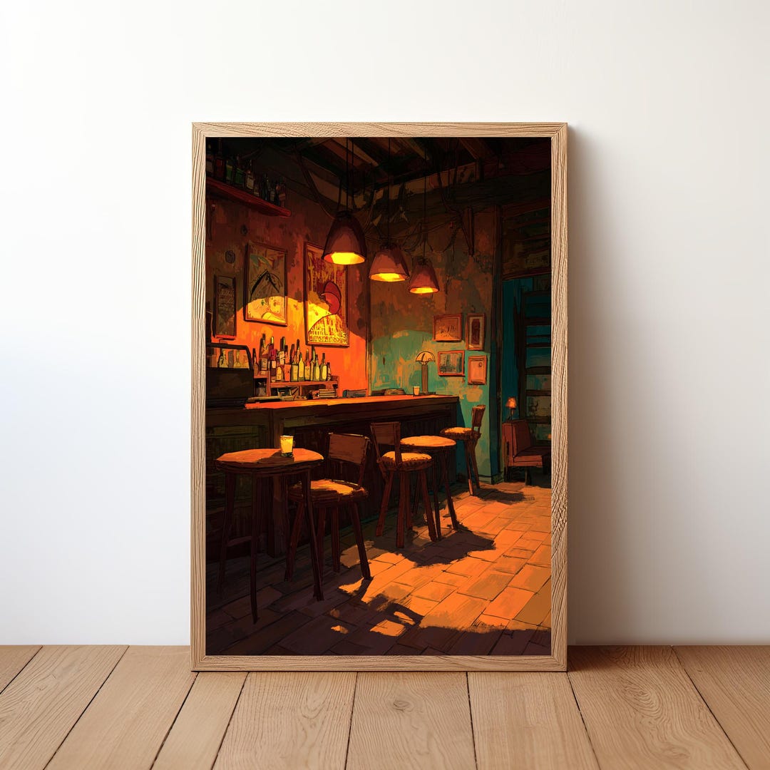 Cocktail Bar Wall Art Print, Minimalist Modern Vector Drink Poster ...