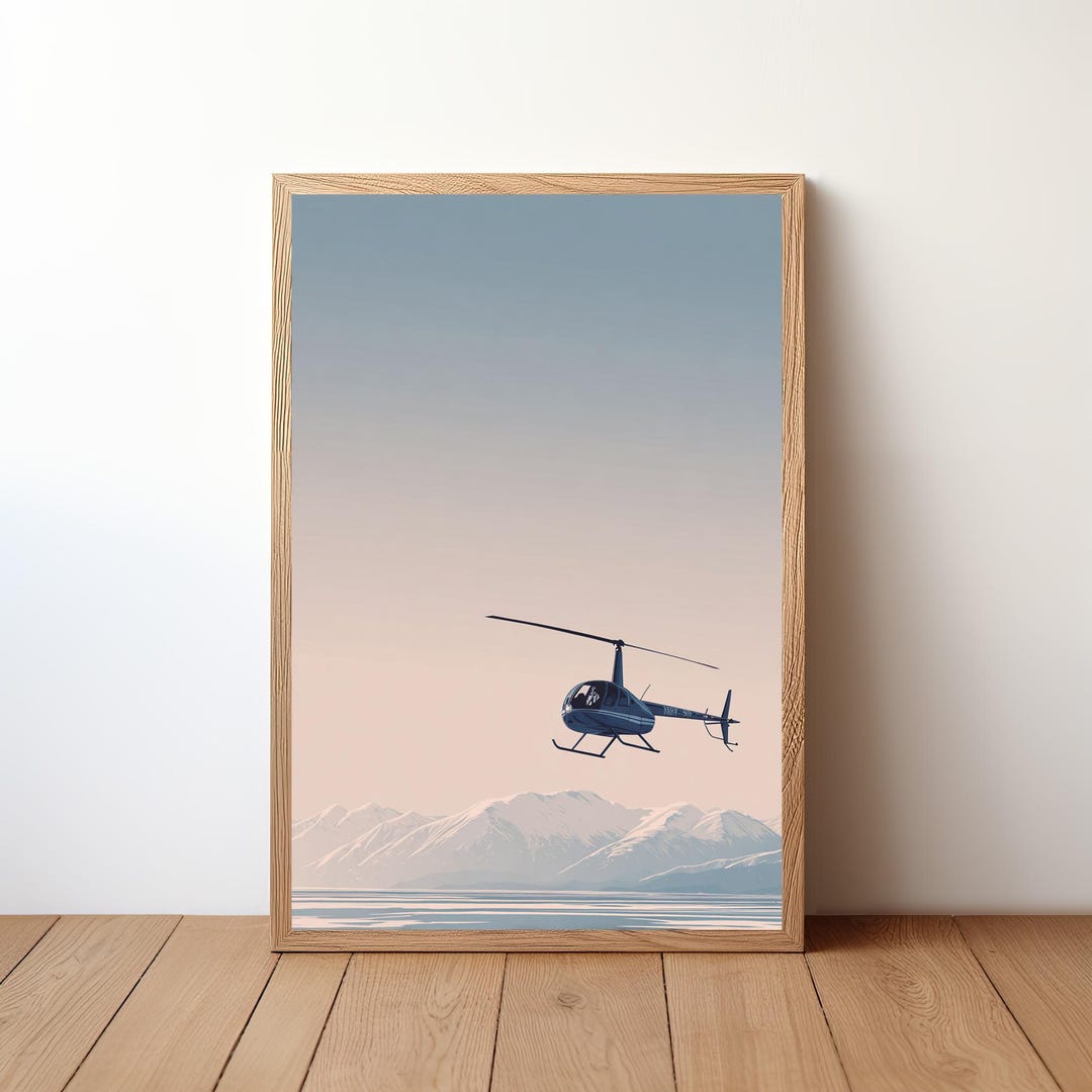 Helicopter Aviation Poster: Minimalist Recreational Helicopter Wall Art ...
