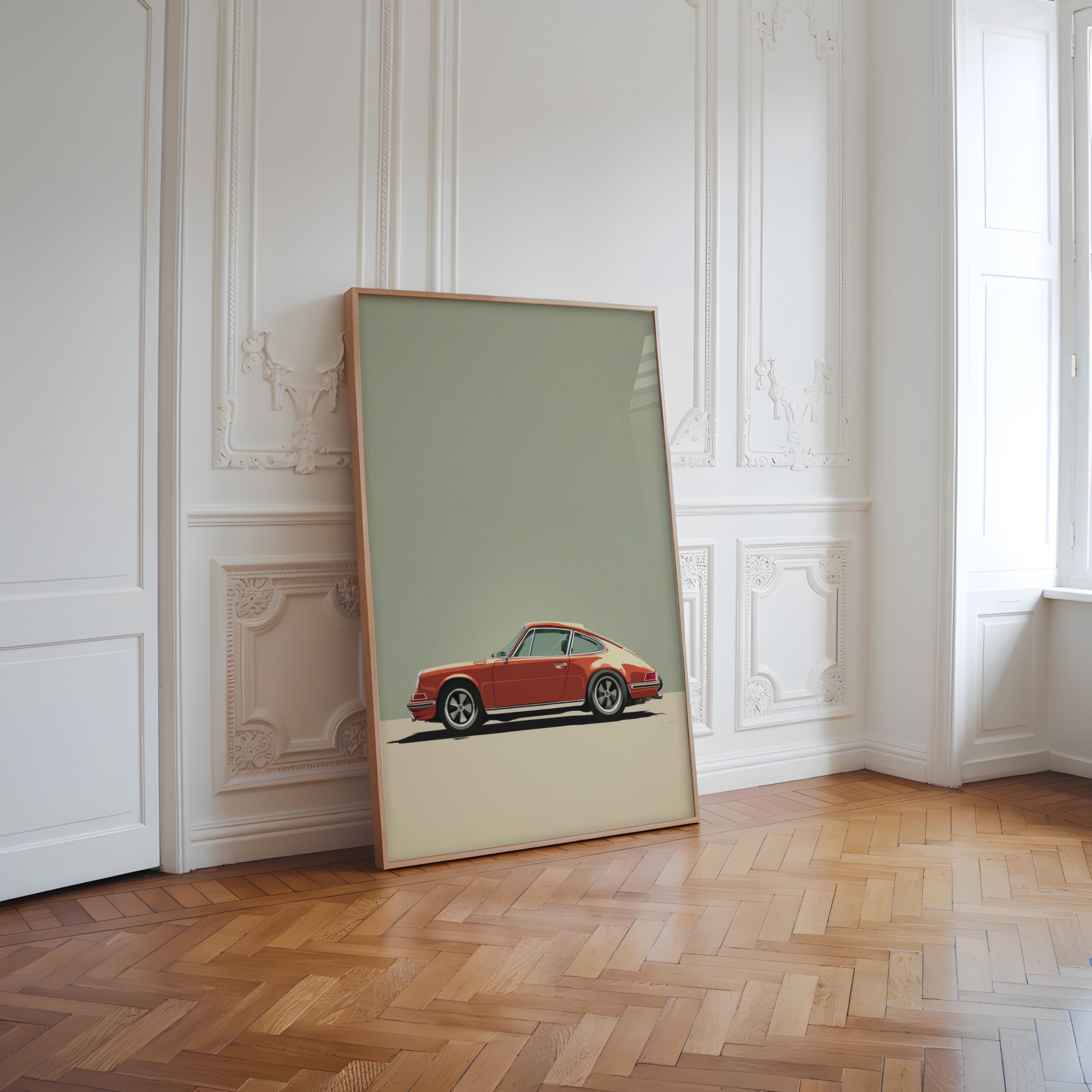 Vintage Red Porsche 911 Poster, Porsche Print, Classic Car Wall Art ...