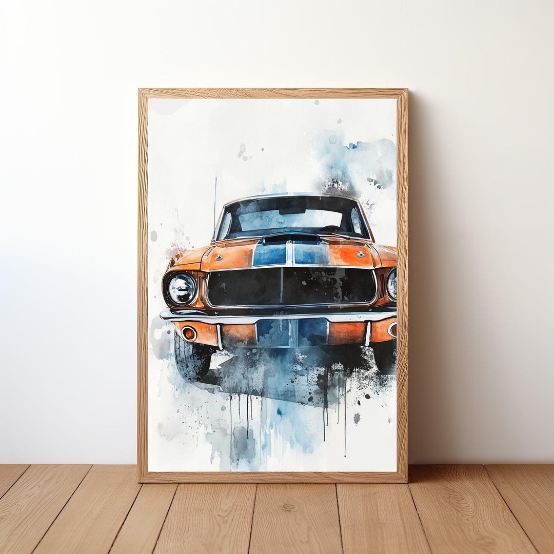 Vintage Ford Mustang Poster, Mustang Print, Classic Car Wall Art ...