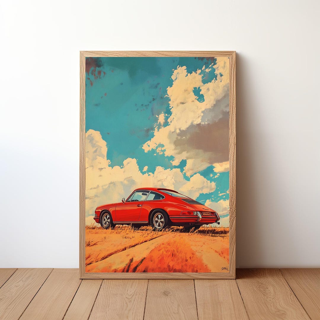 Vintage Porsche Poster, Porsche 911 Print, Classic Car Wall Art, Sports ...