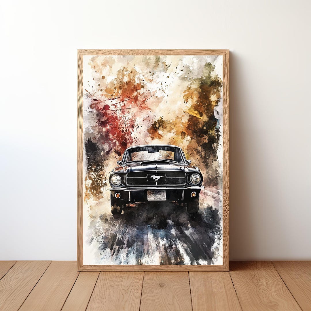 Vintage Ford Mustang Poster, Mustang Print, Classic Car Wall Art ...