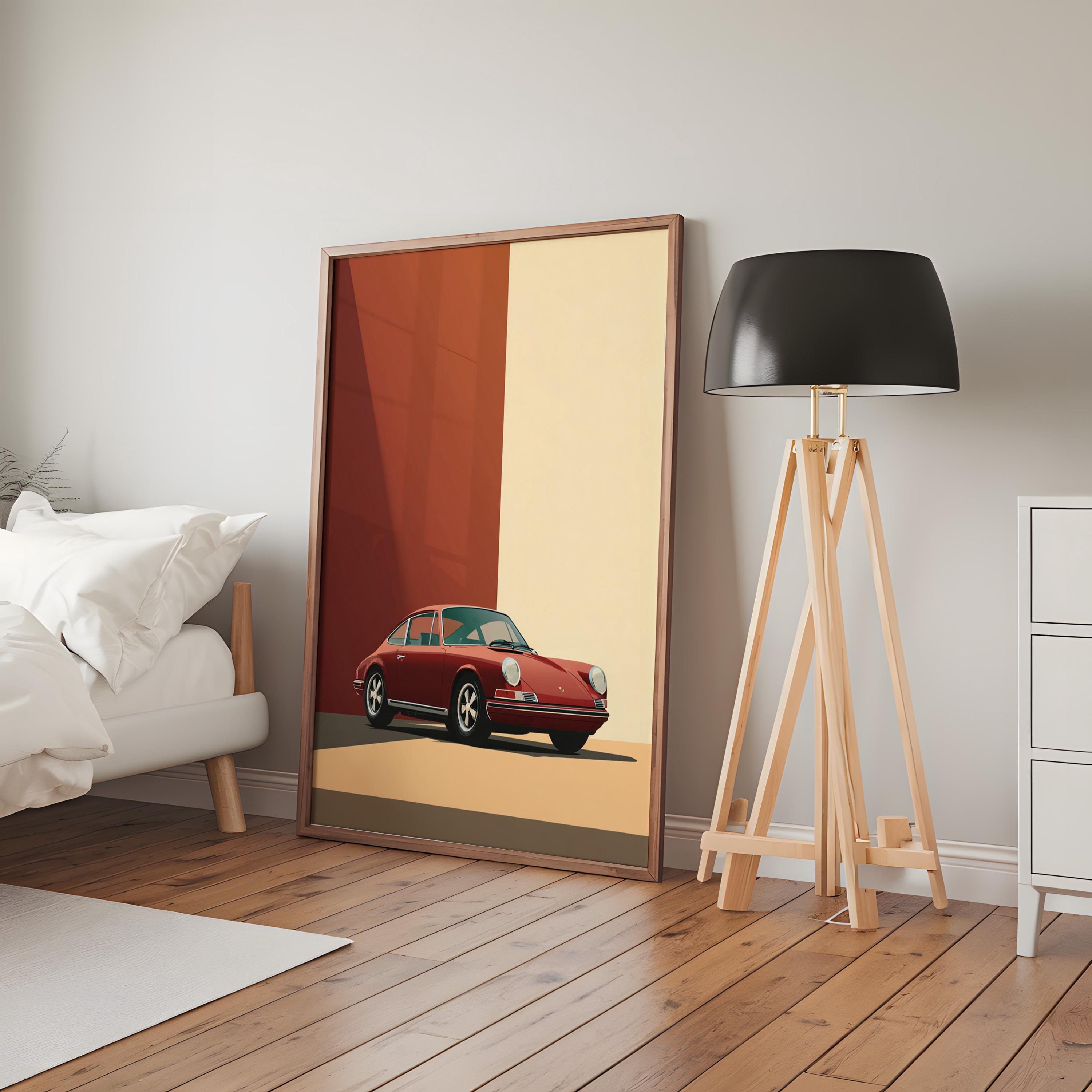 Vintage Red Porsche 911 Poster, Porsche Print, Classic Car Wall Art ...