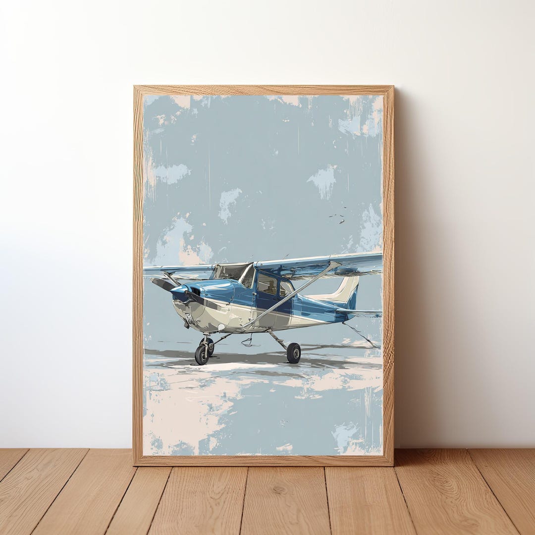 Minimalist Cessna Plane Poster, Modern Aviation Wall Art, Small ...