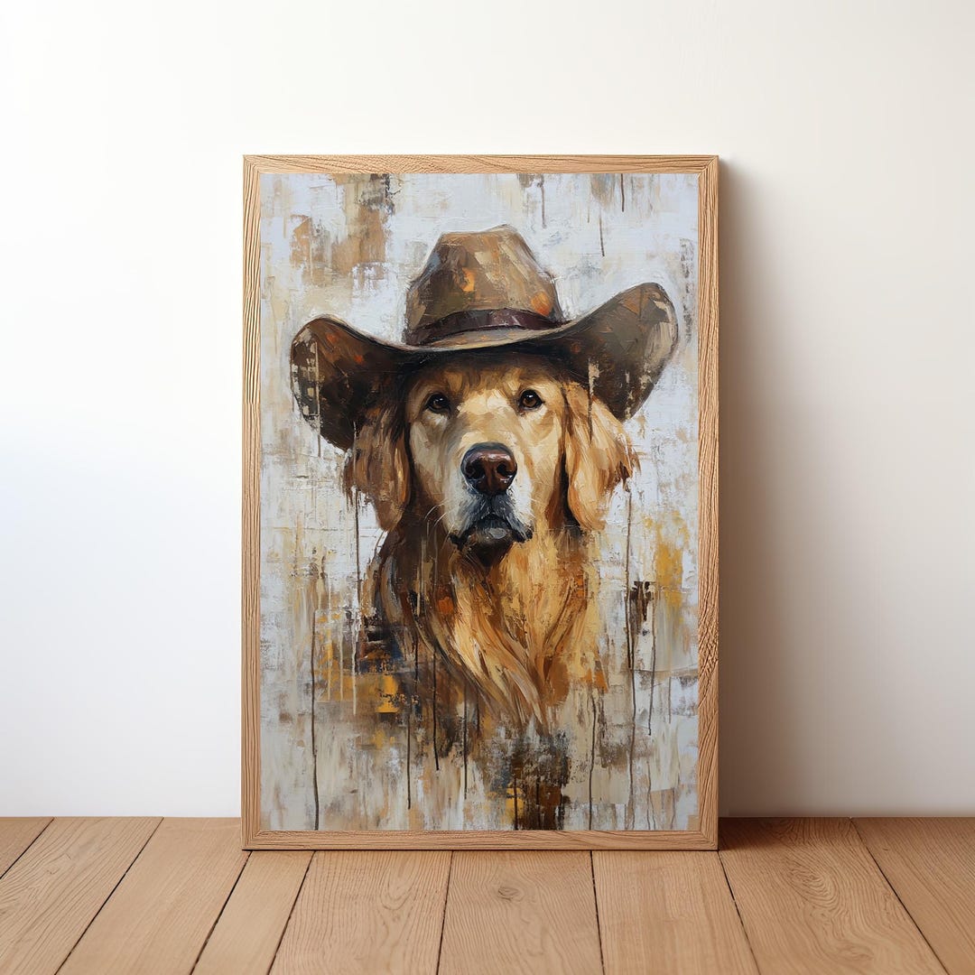 Cowboy Dog Wall Art, Western Dog Print, Rustic Farmhouse Decor, Funny ...
