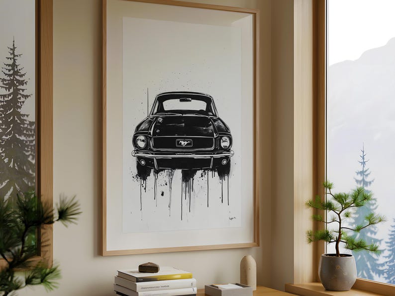 Vintage Ford Mustang Poster, Mustang Print, Classic Car Wall Art ...