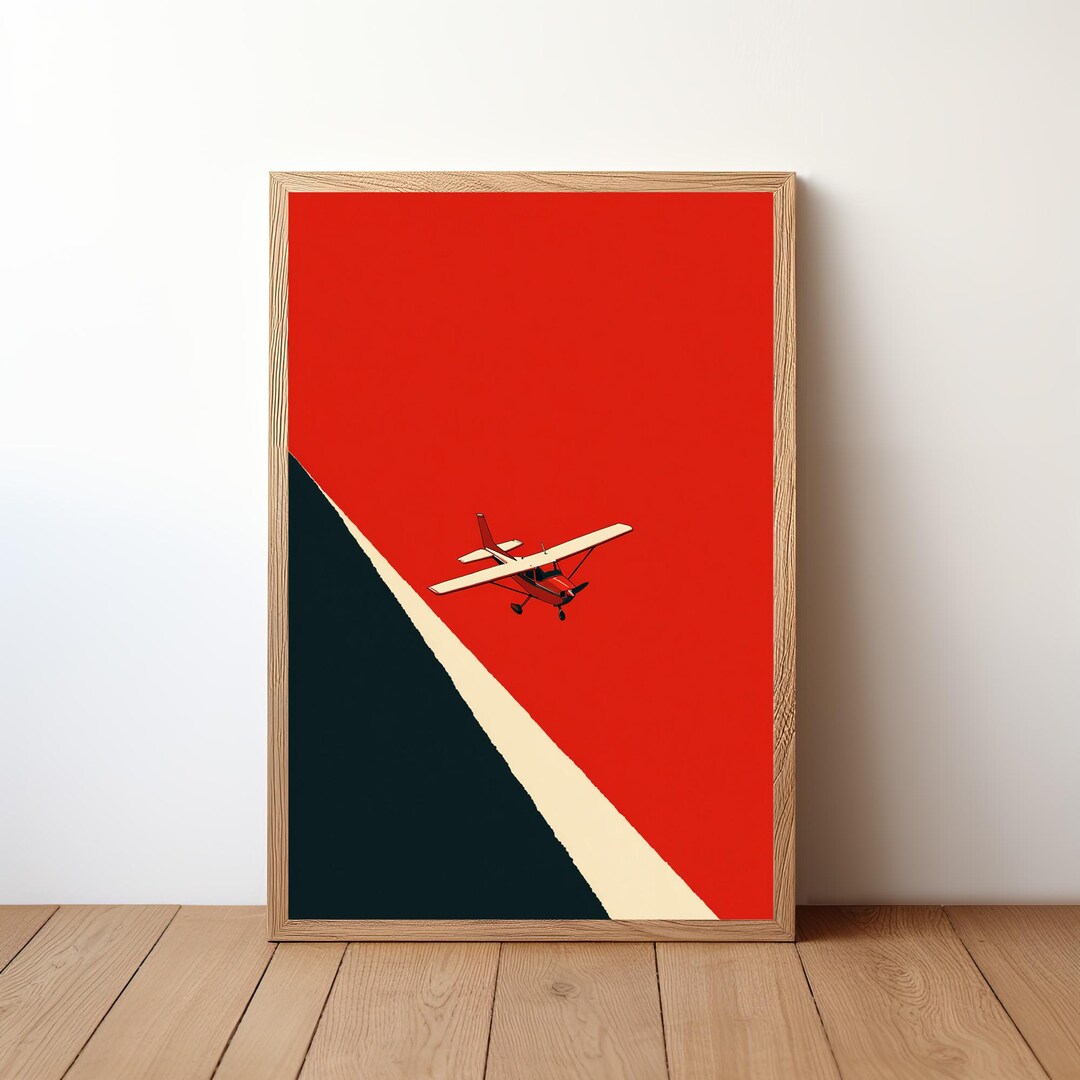 Minimalist Cessna Plane Poster, Modern Aviation Wall Art, Small ...
