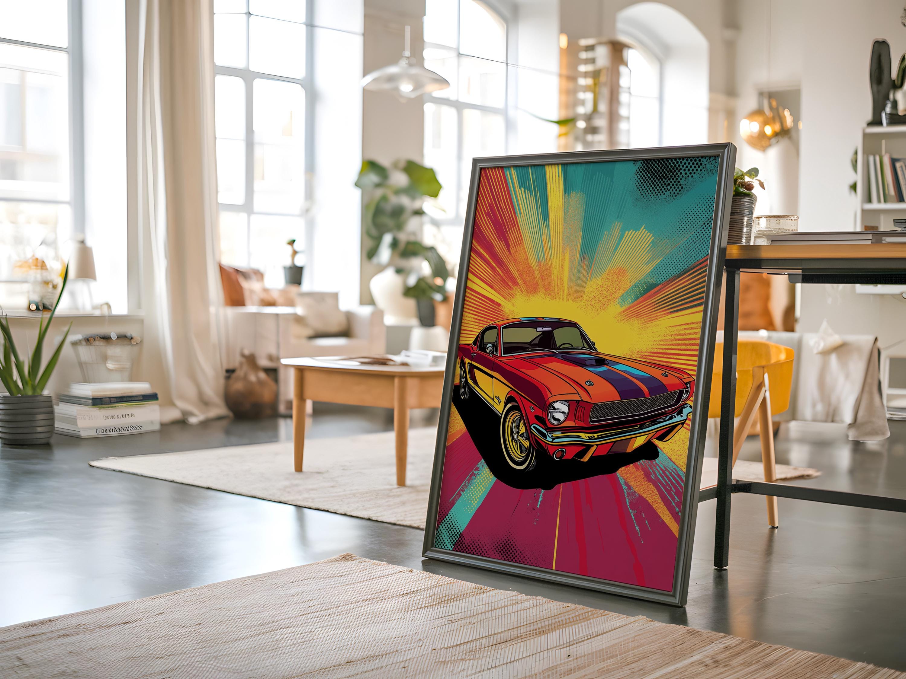 Vintage Mustang Poster, Ford Mustang Print, Classic Car Wall Art ...