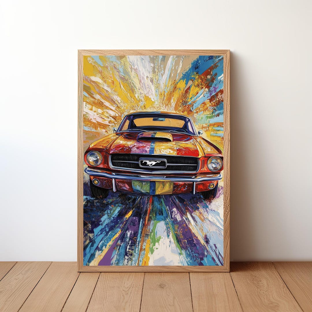 Vintage Mustang Poster, Ford Mustang Print, Classic Car Wall Art ...