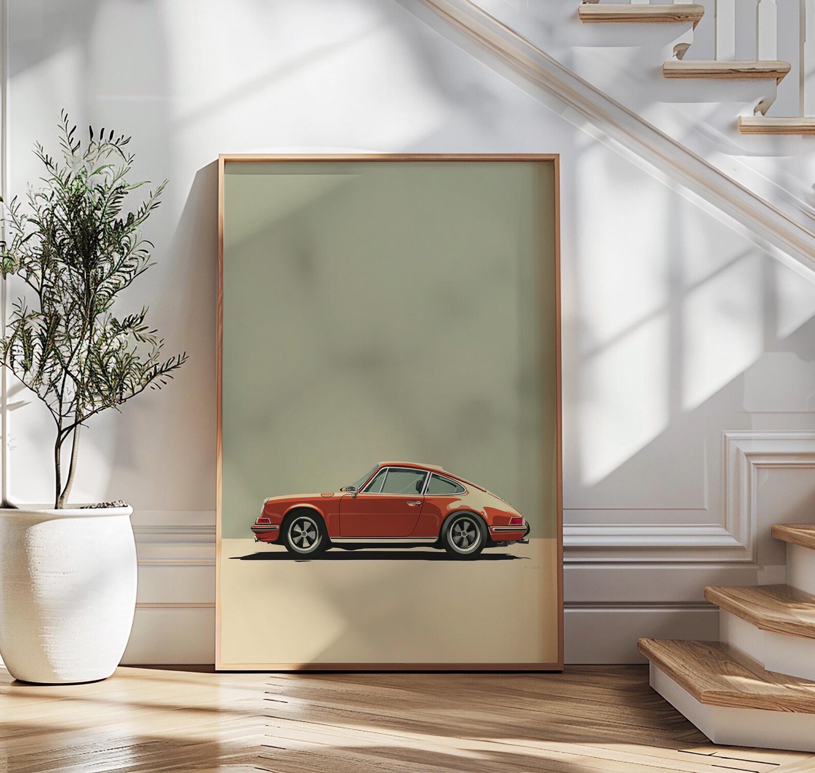 Vintage Red Porsche 911 Poster, Porsche Print, Classic Car Wall Art ...