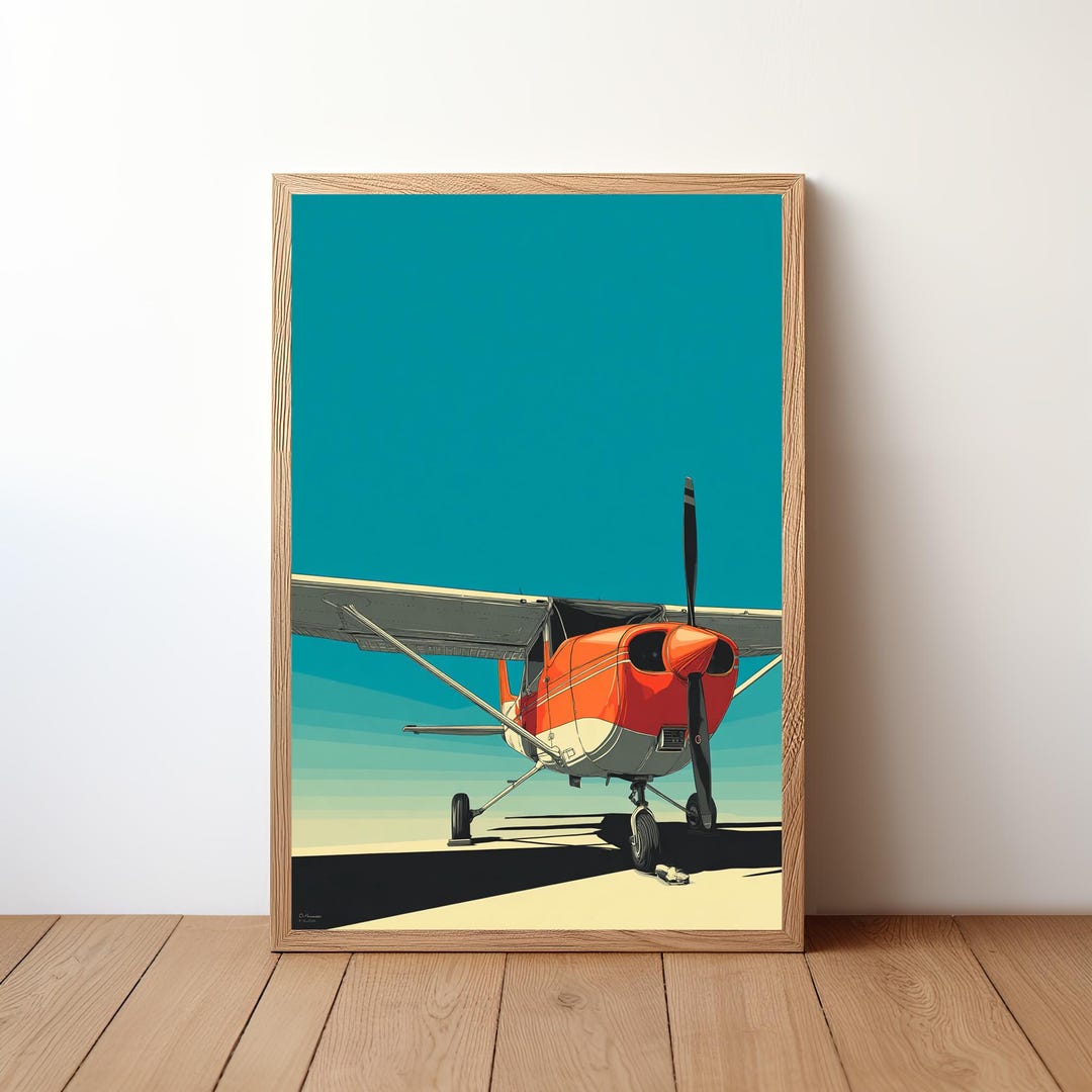 Minimalist Cessna Plane Poster, Modern Aviation Wall Art, Small ...