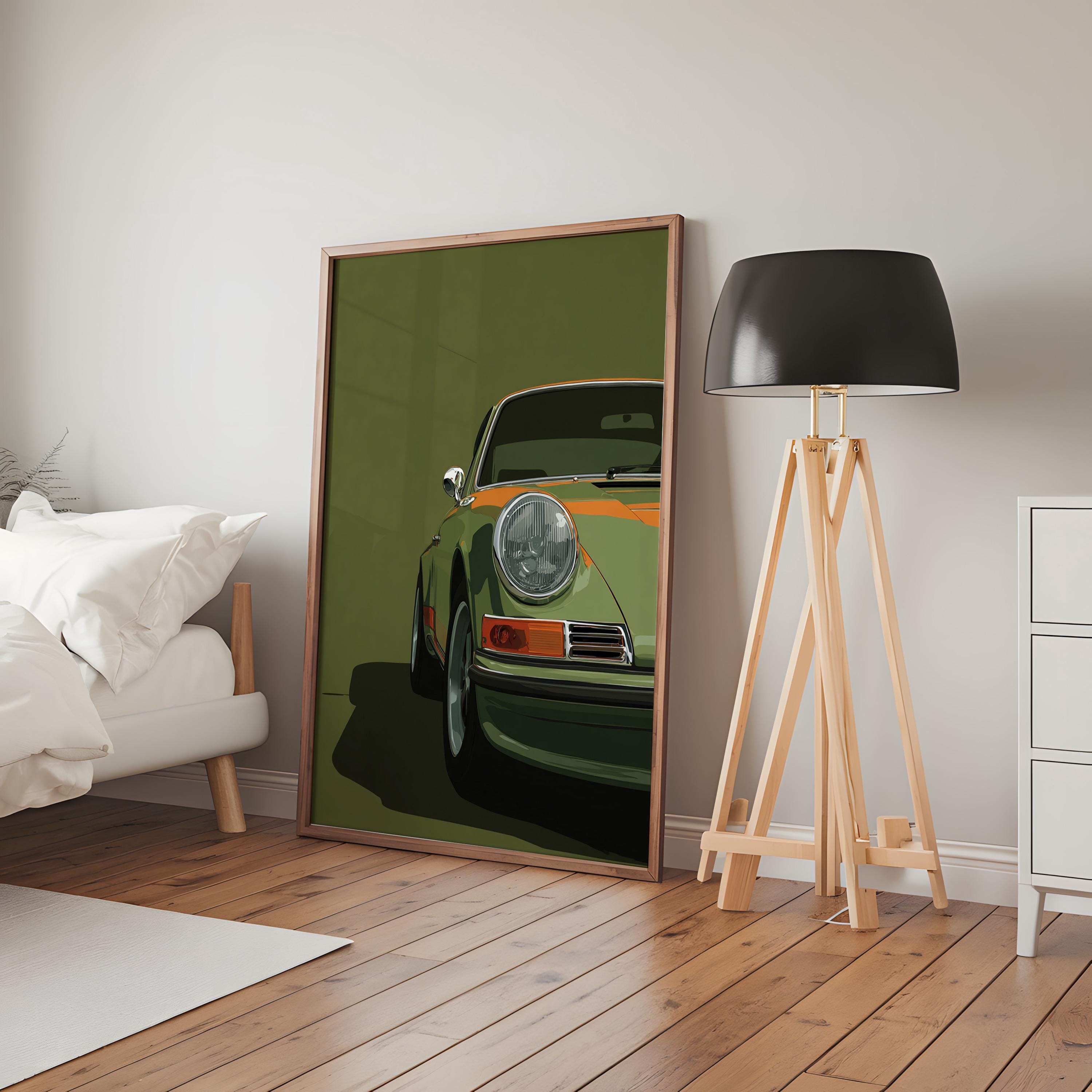 Vintage Green Porsche 911 Poster, Porsche Print, Classic Car Wall Art ...
