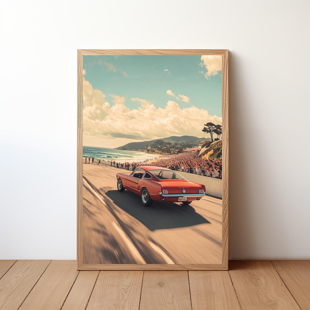 Vintage Mustang Poster, Ford Mustang Print, Classic Car Wall Art ...