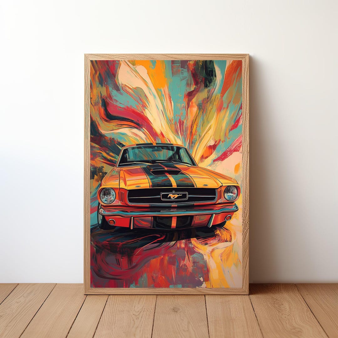 Vintage Mustang Poster, Ford Mustang Print, Classic Car Wall Art ...