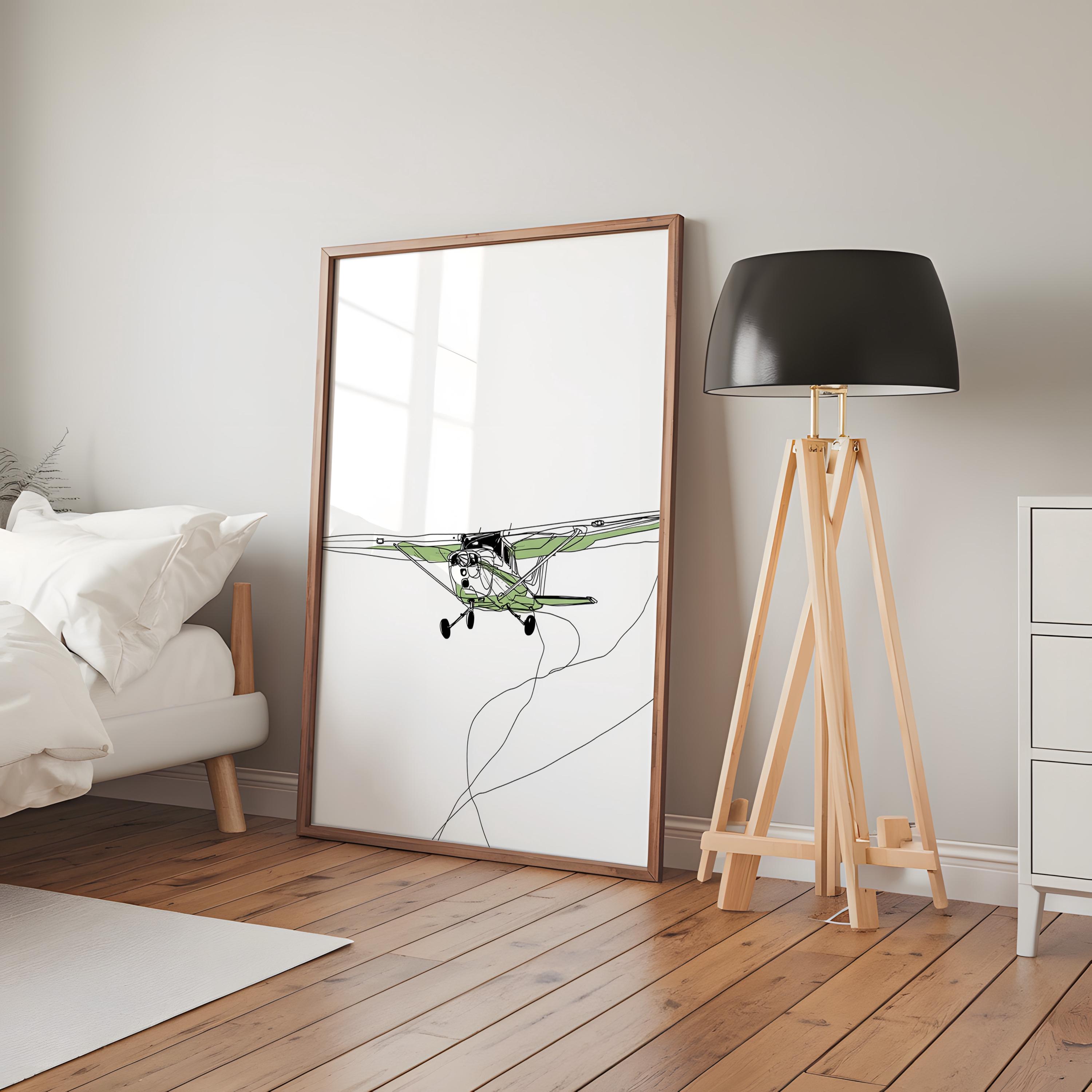 Cessna Line Art Poster, Minimalist Airplane Wall Print, Skyhawk ...